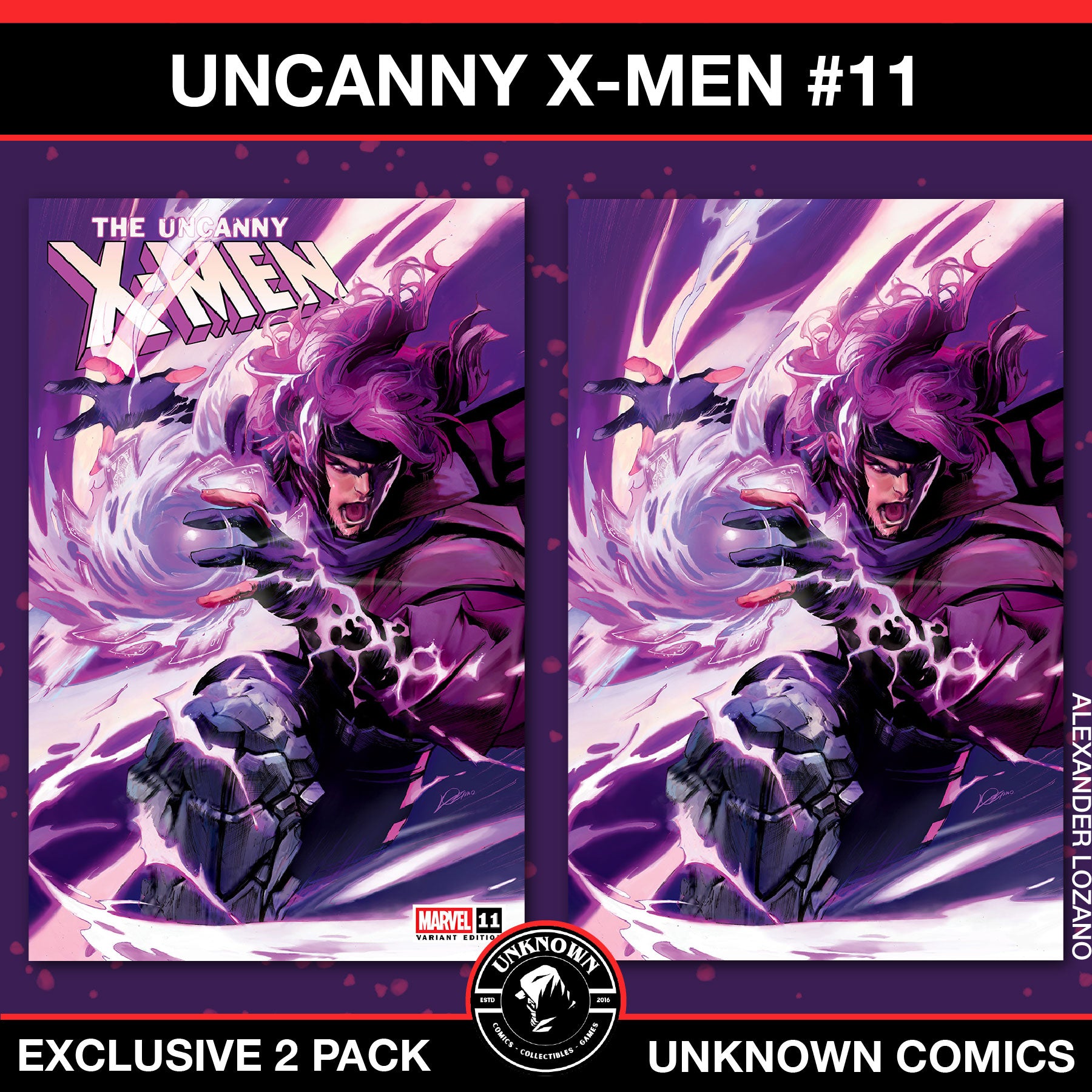 [2 PACK] Uncanny X-Men #11 Unknown Comic Alexander Lozano Exclusive Va