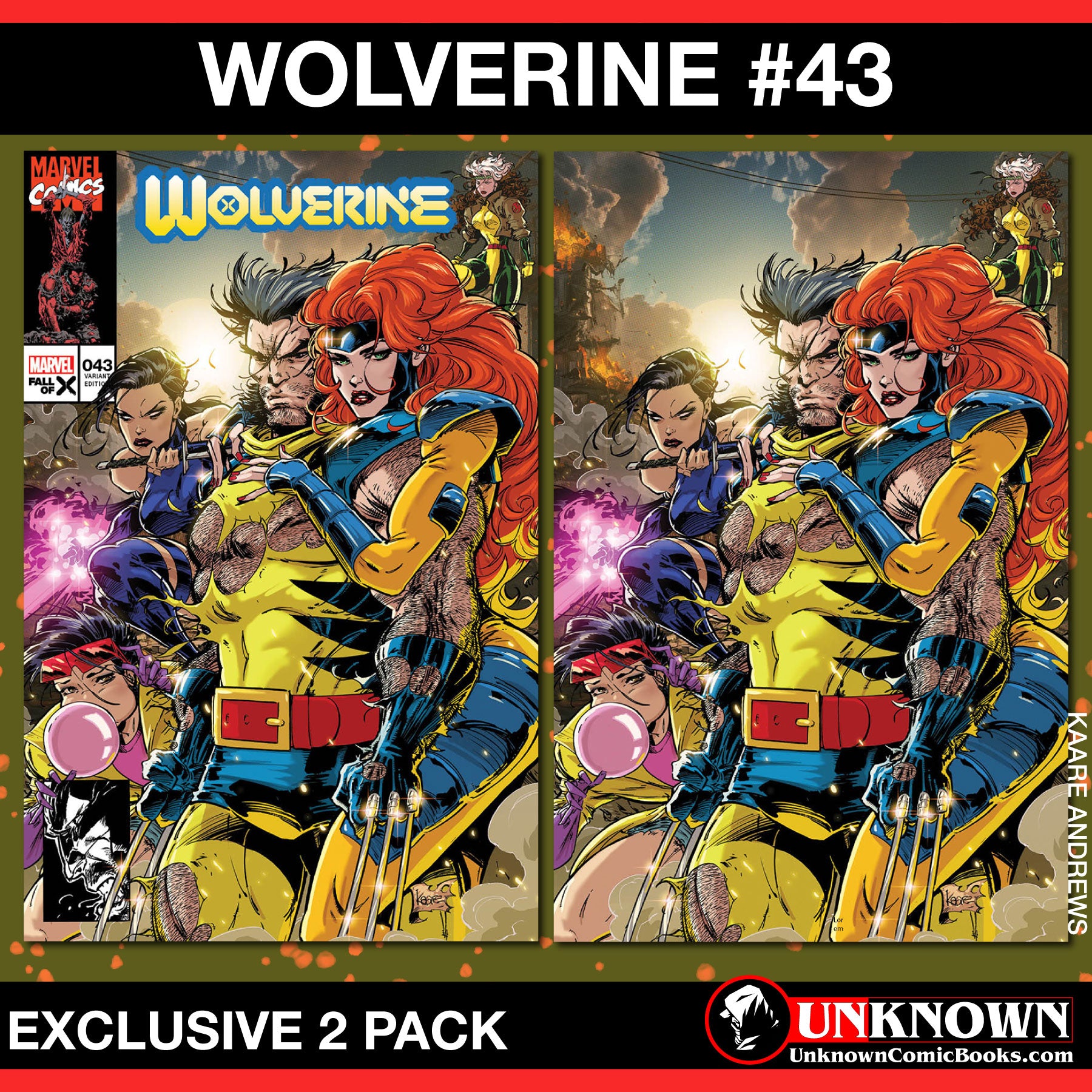 [2 Pack] Wolverine 43 Unknown Comics Kaare Andrews Exclusive Var (02/1