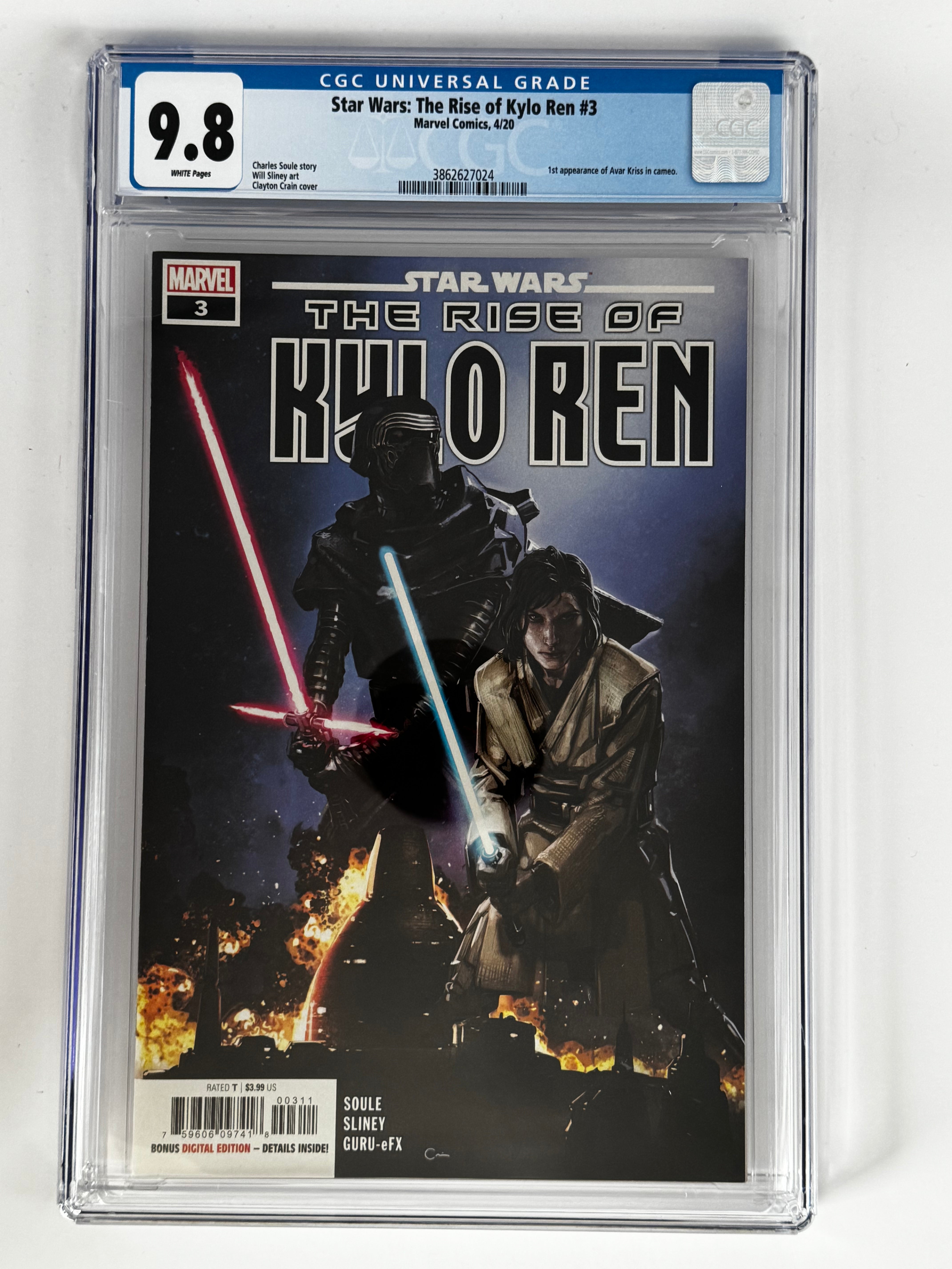 STAR WARS THE RISE OF KYLO REN #3 Clayton Crain Variant CGC 9.8 Blue ...