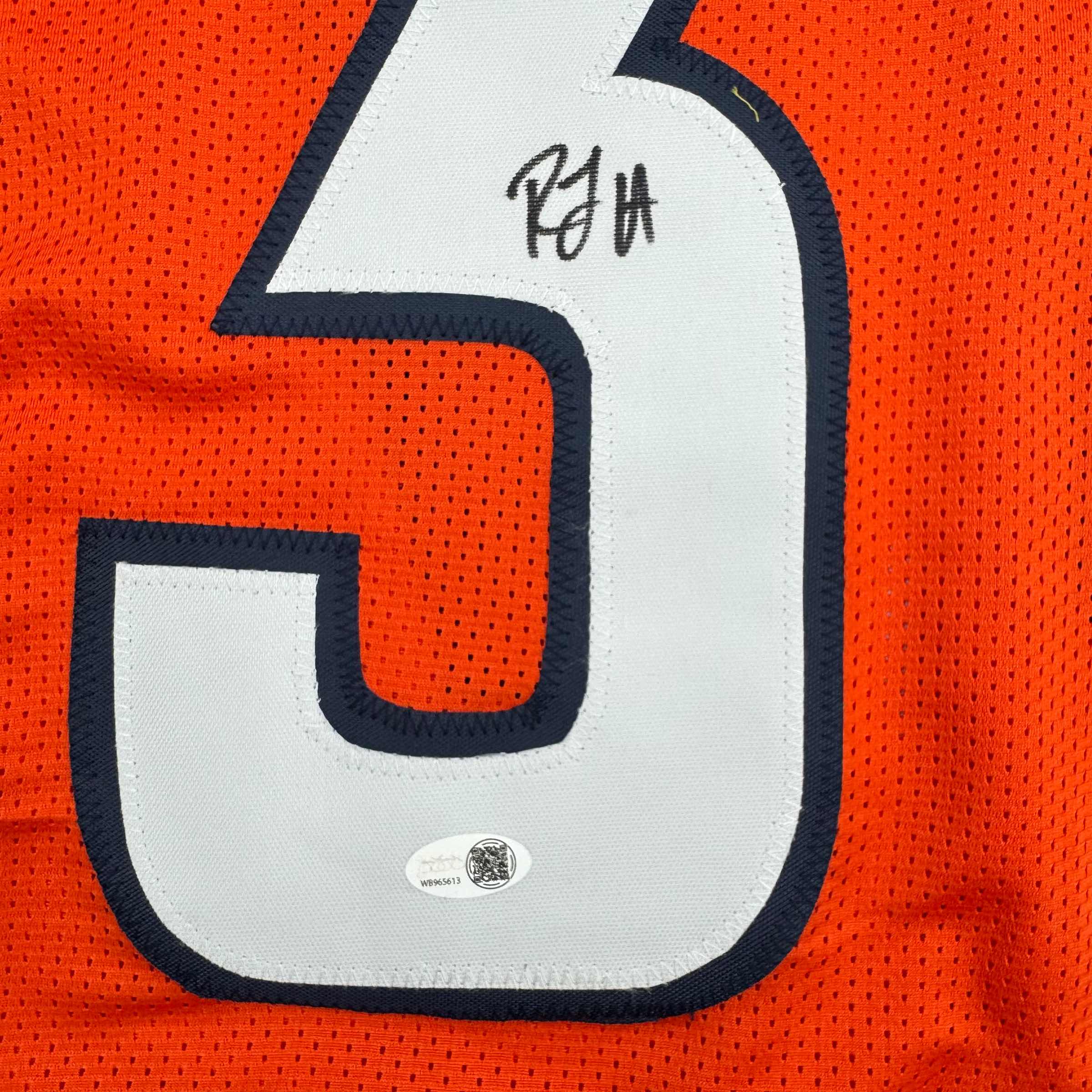 Autographed/Signed R.J RJ Harvey Denver Orange Football Jersey JSA COA