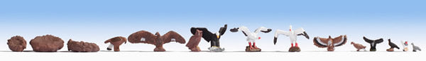 Noch 15775 HO Scale Birds & Nests -- 12 Birds, 3 Nests