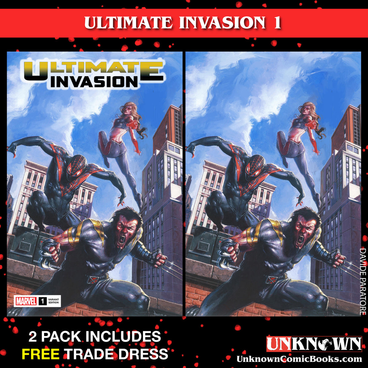 [2 Pack] Ultimate Invasion #1 Unknown Comics Davide Paratore Exclusive